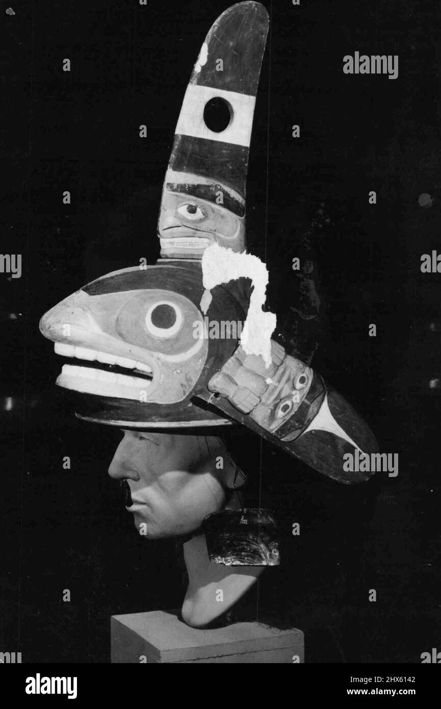 Tsimshian Indians wear wooden head dress representing whale. February ...