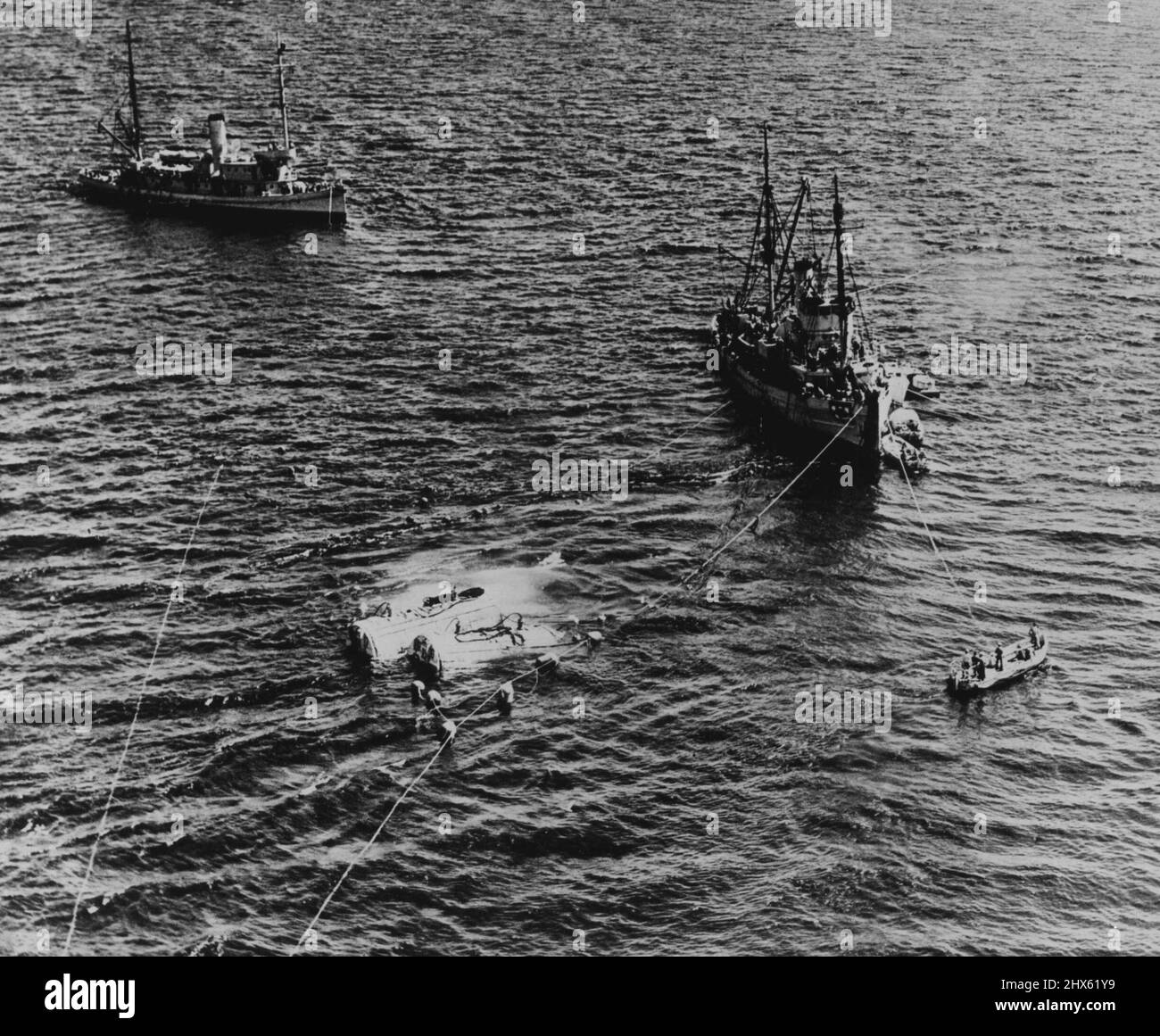 Pontoons Mark New Grave Of Squalus And Her Dead -- Looking down on the ...