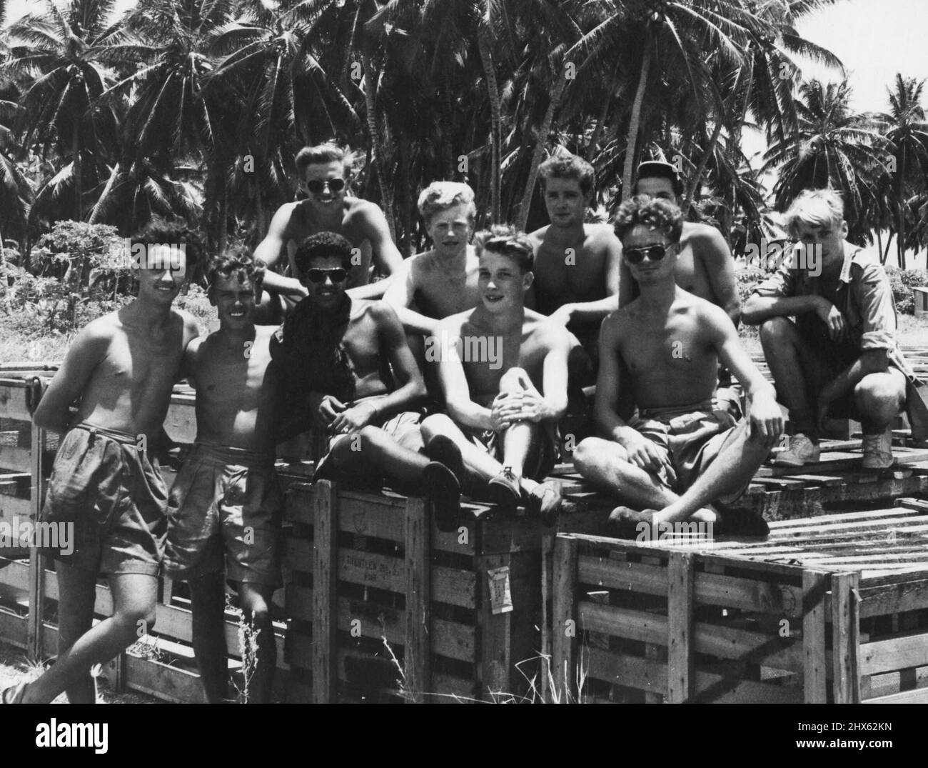 Members of the R.A.F. Personel on Cocos Is. for the air race. Front row ...