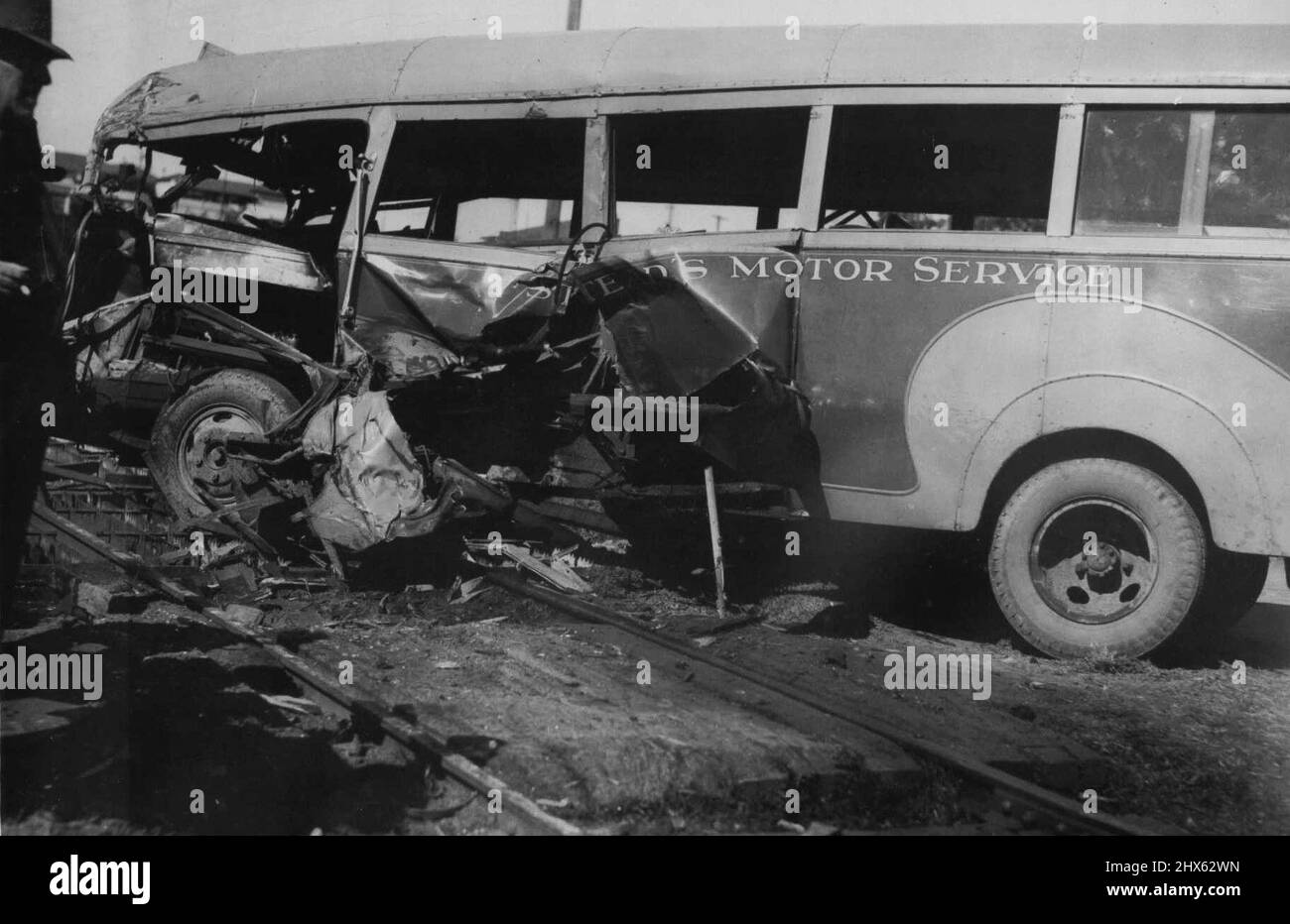 Bus at crossing Black and White Stock Photos & Images - Alamy