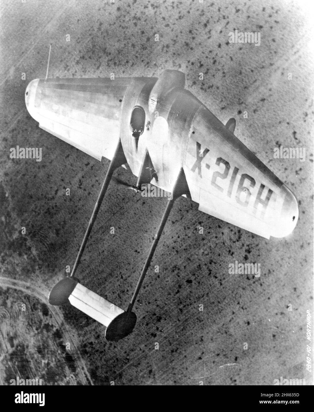 The first Northrop Flying Wing, with a wing span of 30 feet six inches ...