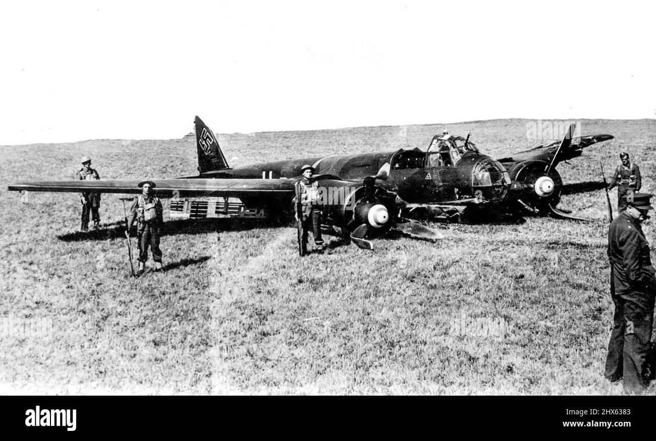 A Junkers 88 Down on South West Coast. A Junkers 88 brought down on the ...