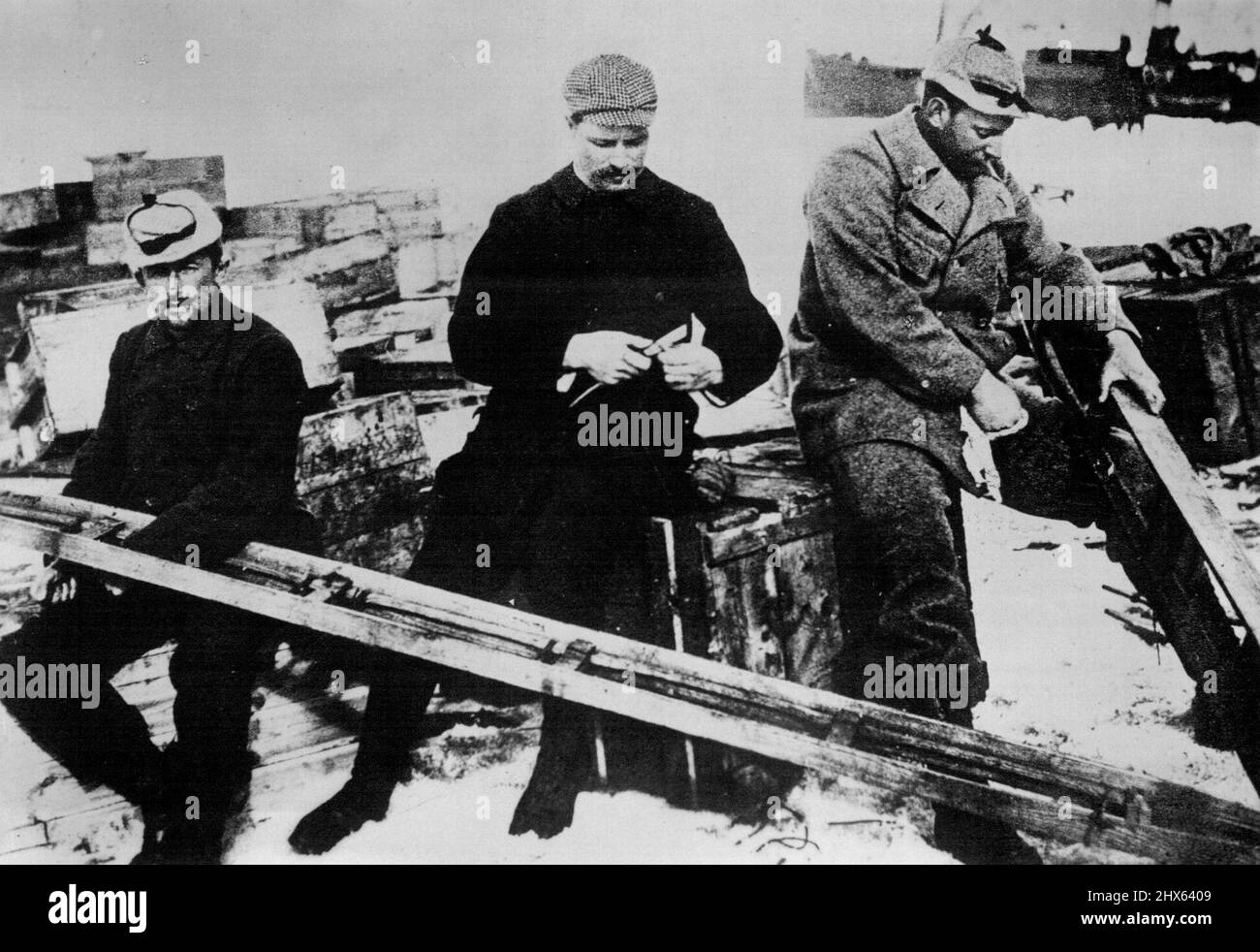 The explorer Andree and his companions, from the year 1897, a picture ...