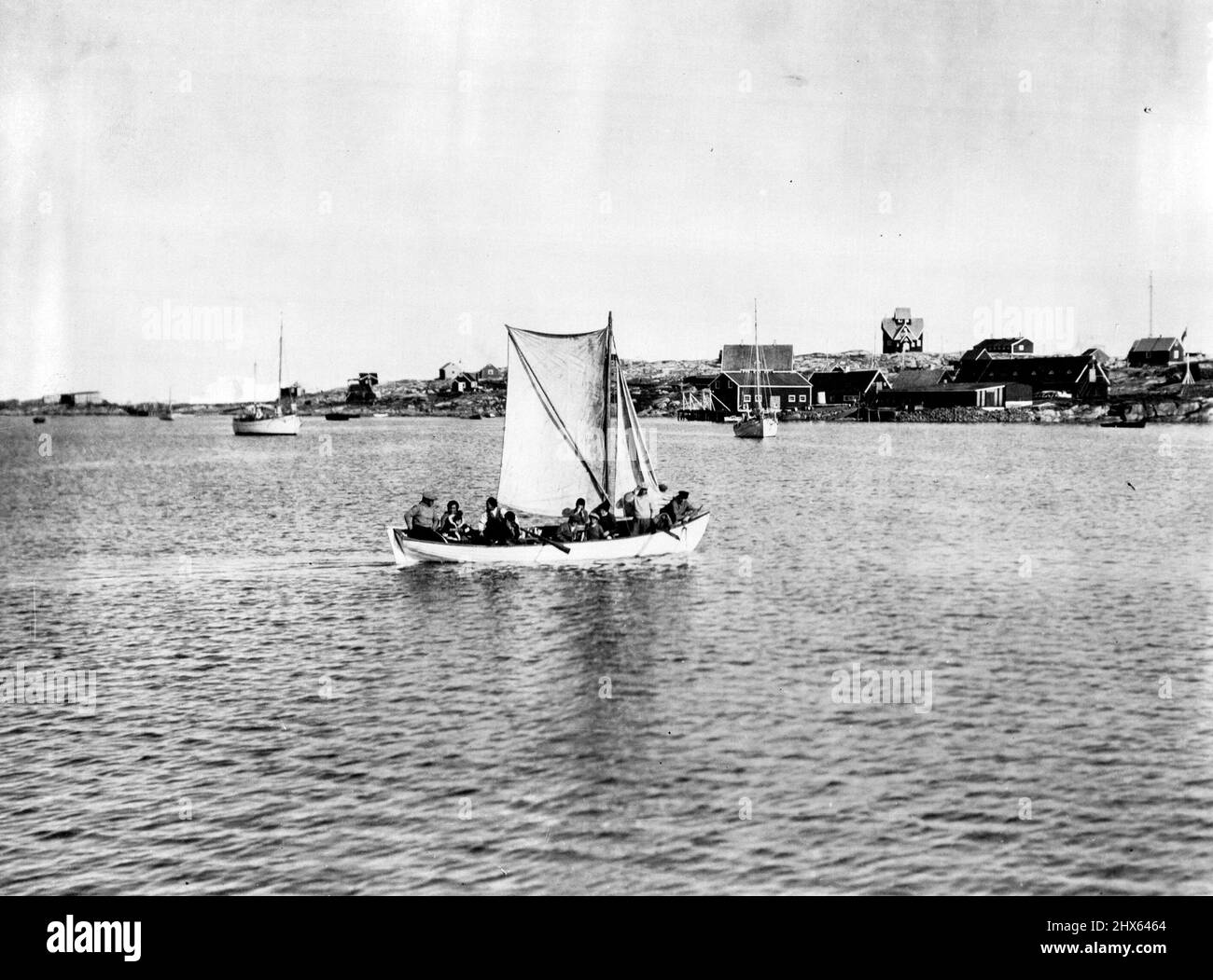 Ellesmere Land Expedition: Scene at a Eskimo settlement on Disko Island ...