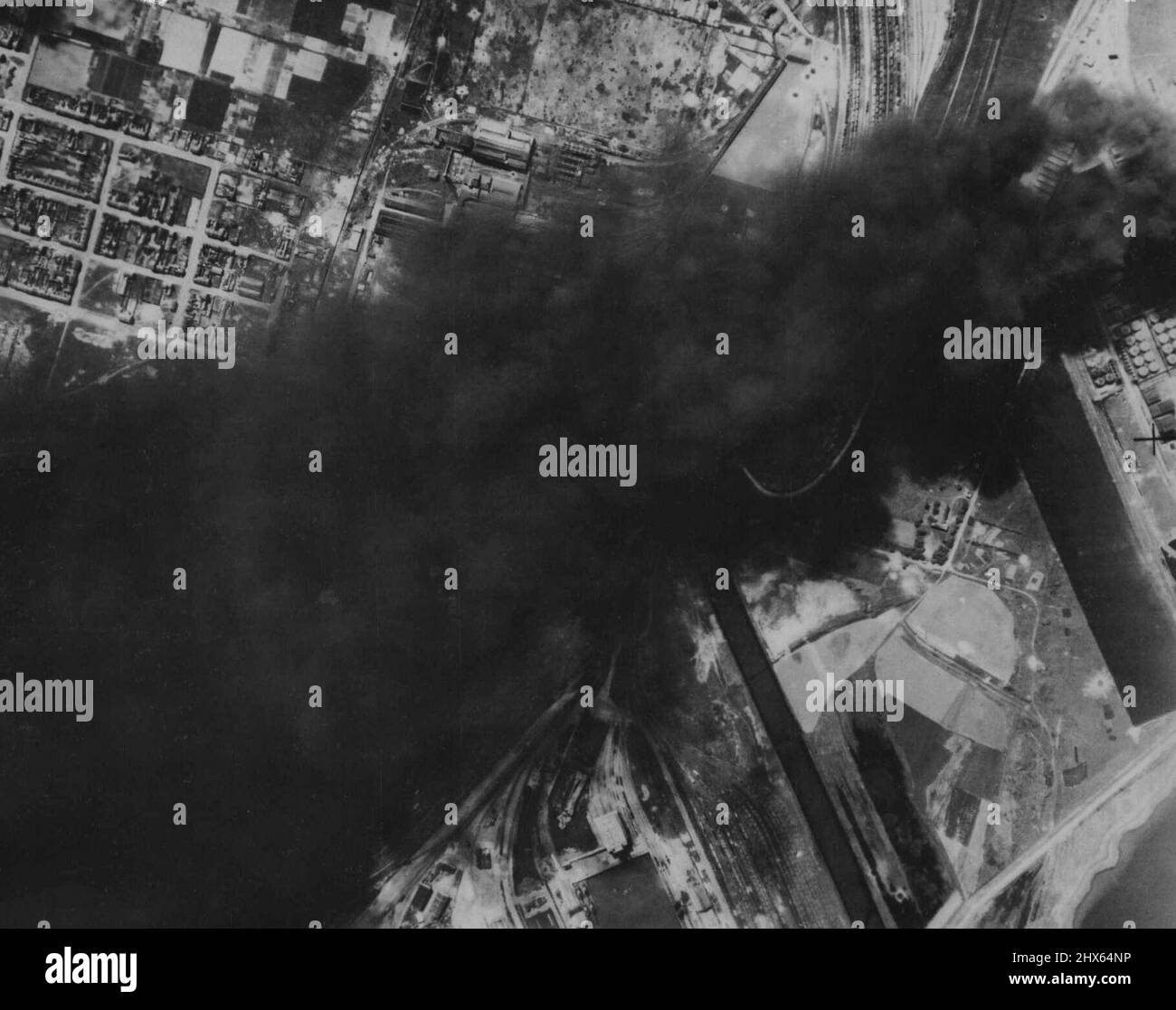 Burning Oil Tanks At Dunkirk. The drifting smoke, photographed from an ...