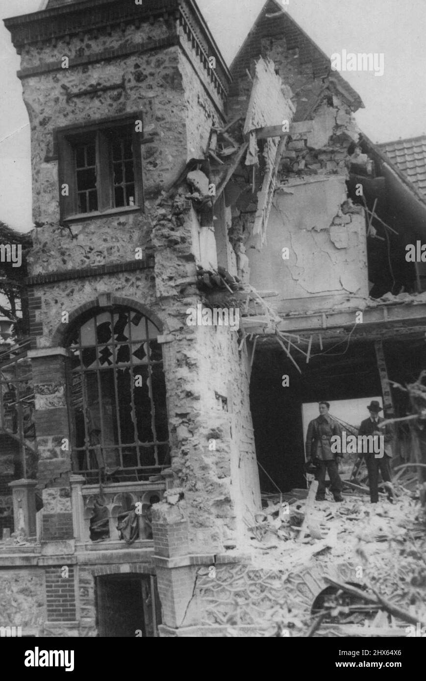 First Pictures Of German Air Raid Damage in France -- The wreckage of a ...