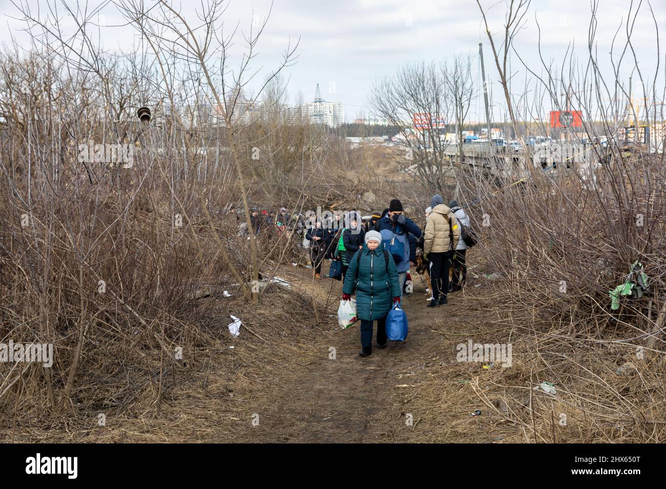 Irpin, Ukraine. 09th Mar, 2022. War refugees seen during the evacuation ...