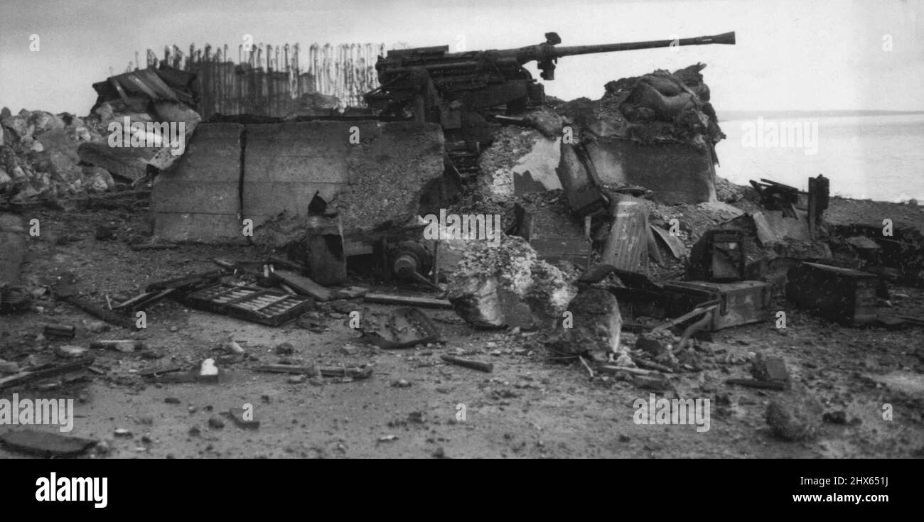 Cherbourg's Harbour Forts Smashed -- A gun mounted on one of the four ...