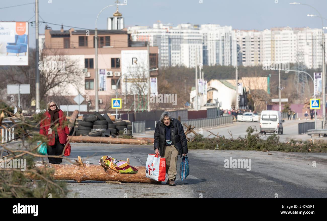 Irpin, Ukraine. 09th Mar, 2022. War refugees seen during the evacuation ...