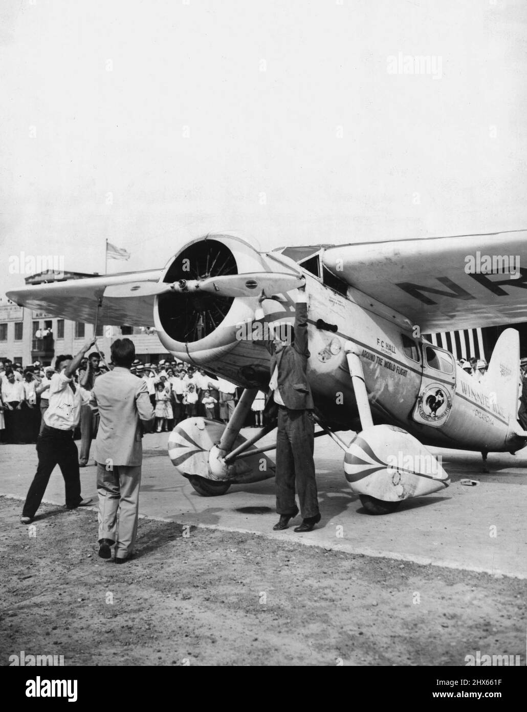 Post And Gatty Start Engine For New York Hop -- Wiley Post and Harold ...