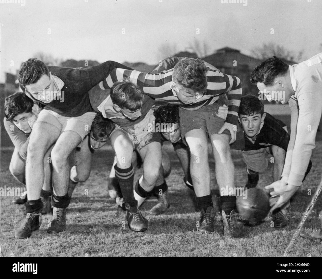 Sydney Grammar School pack get a pointer from coach Col Windon and ex ...