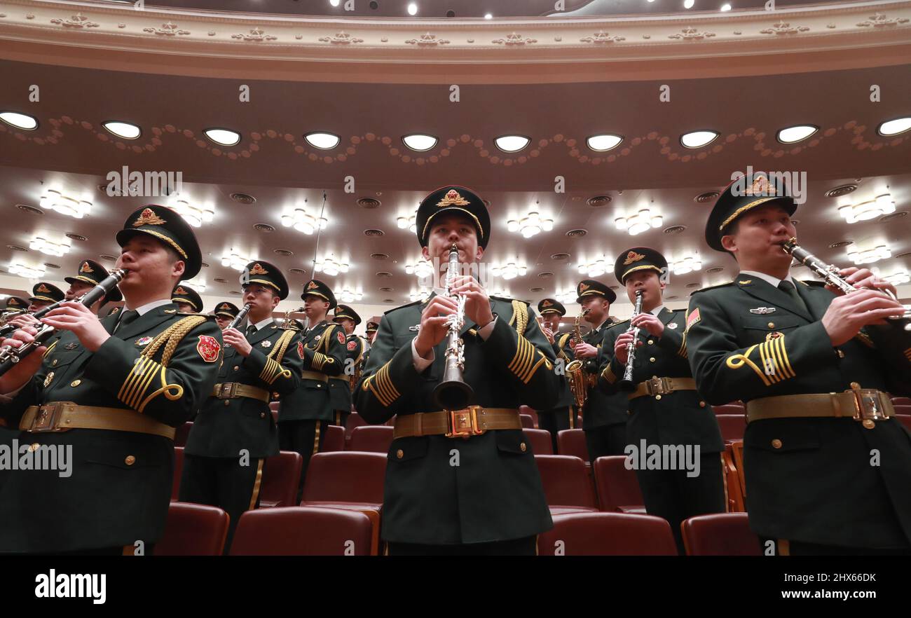 Beijing, China. 10th Mar, 2022. The military band of the Chinese People ...