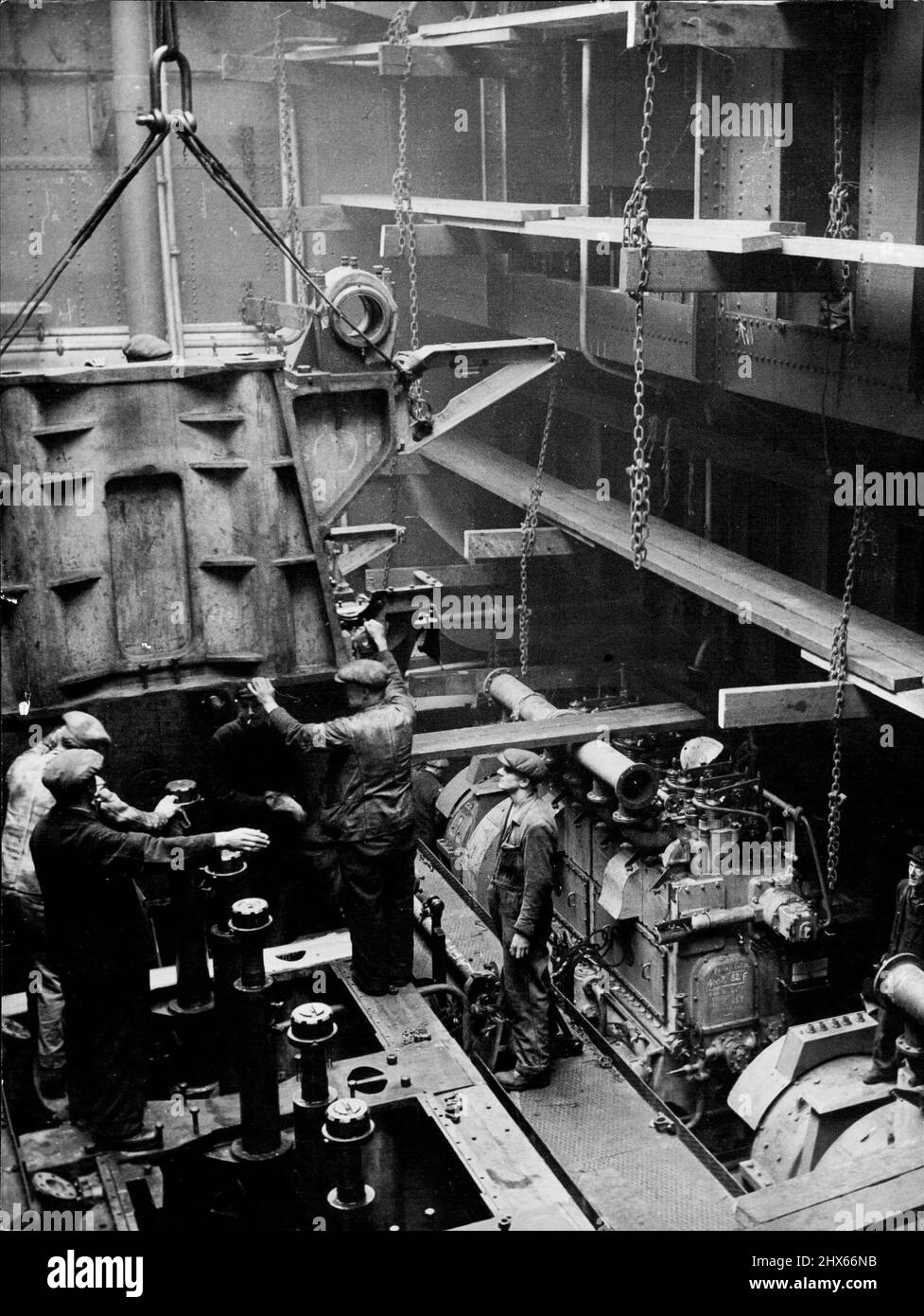 A section of the main engine bed is here going into place in the/gine ...