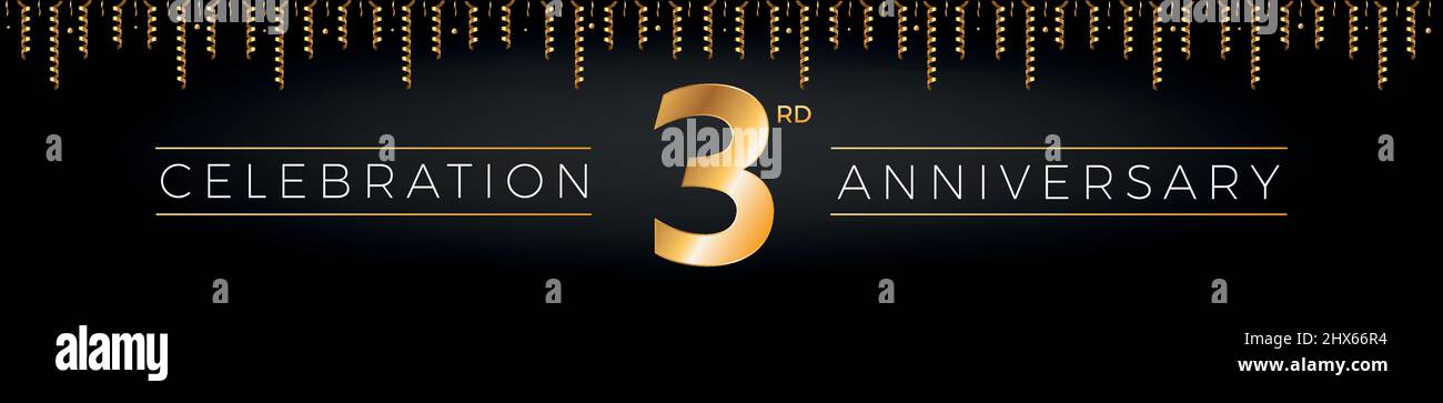 3rd anniversary. Three years birthday celebration horizontal banner ...