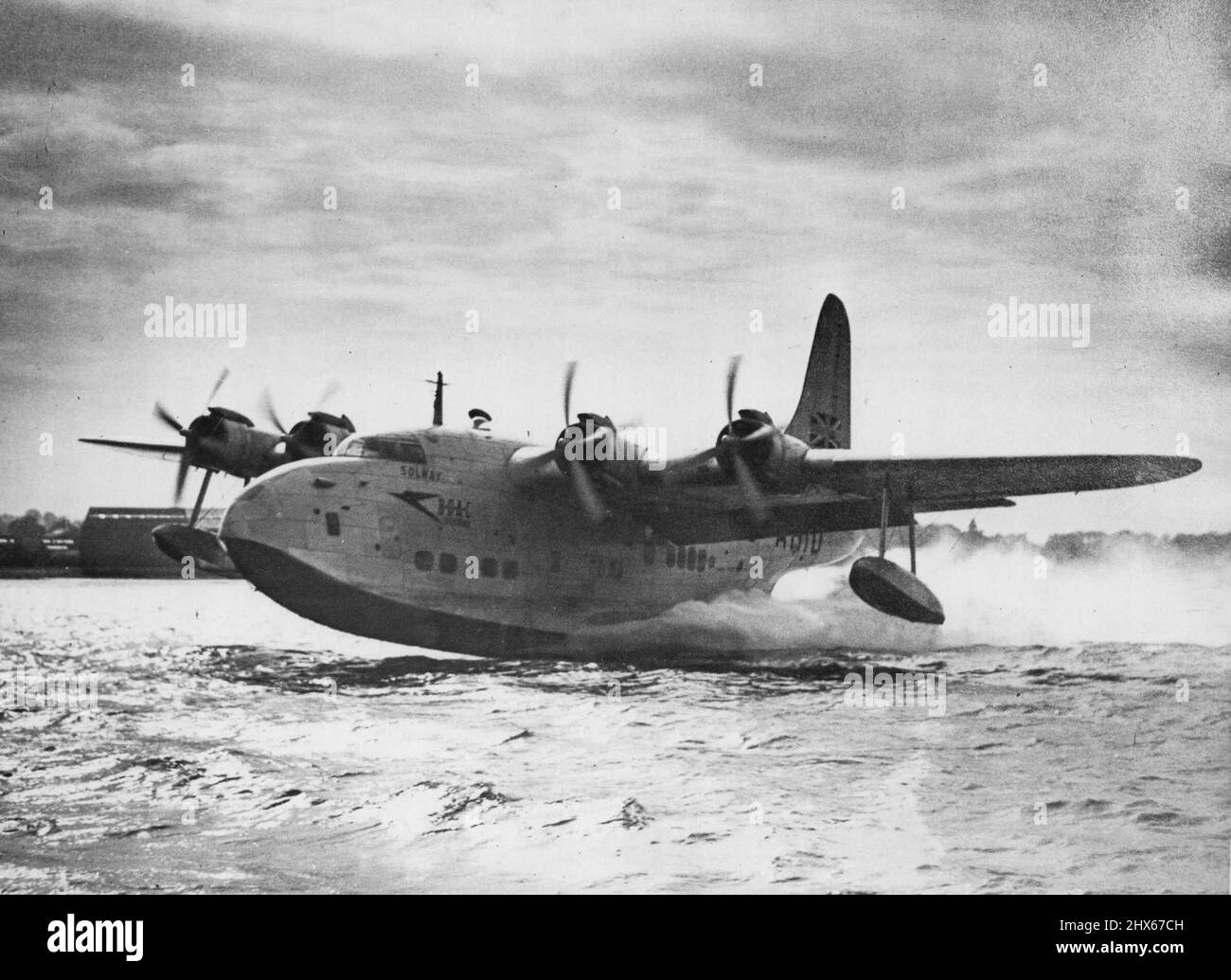 Solent flying boat of British Overseas Airways Corporation. January 1 ...
