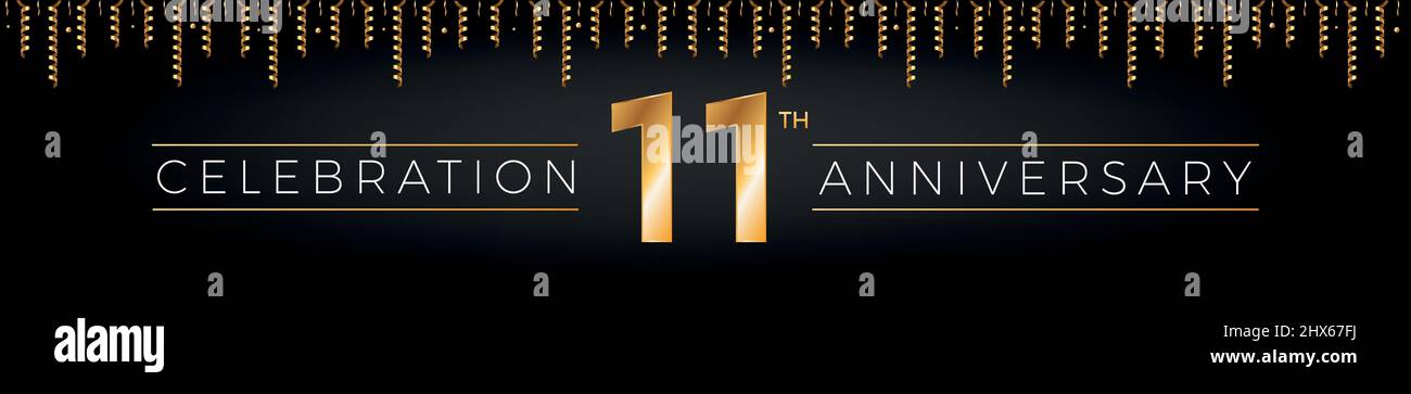 11th anniversary. Eleven years birthday celebration horizontal banner ...