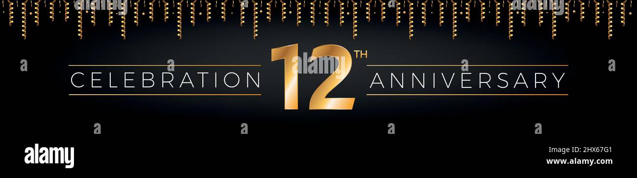 12th anniversary. Twelve years birthday celebration horizontal banner ...