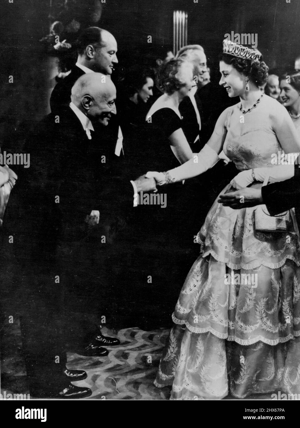 Adolph Zukor meets the Queen. February 19, 1954 Stock Photo - Alamy