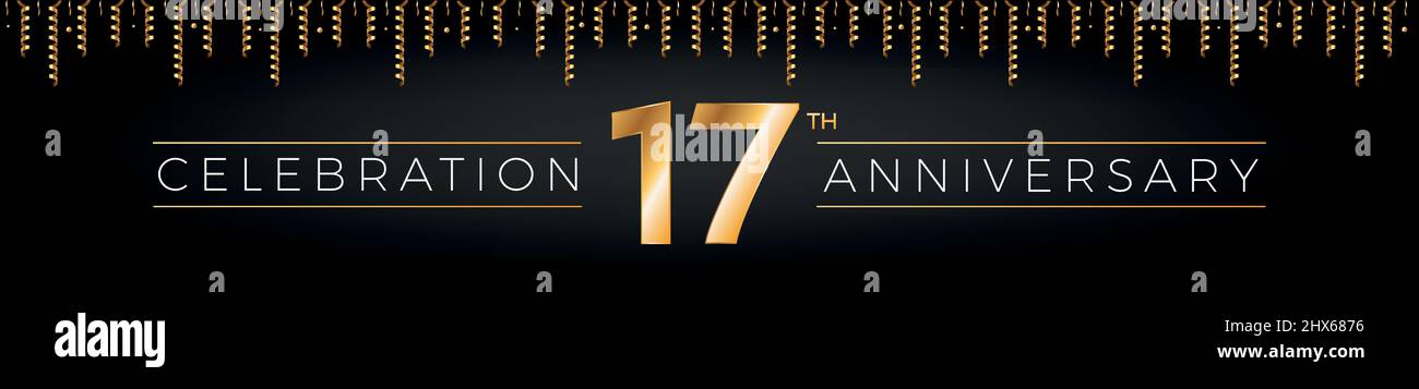 17th anniversary. Seventeen years birthday celebration horizontal ...