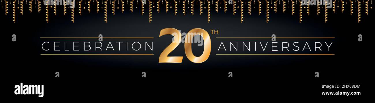 20th anniversary. Twenty years birthday celebration horizontal banner ...