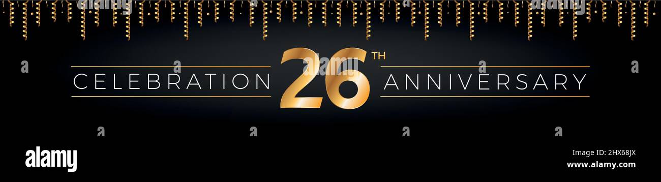 26th anniversary. Twenty-six years birthday celebration horizontal ...