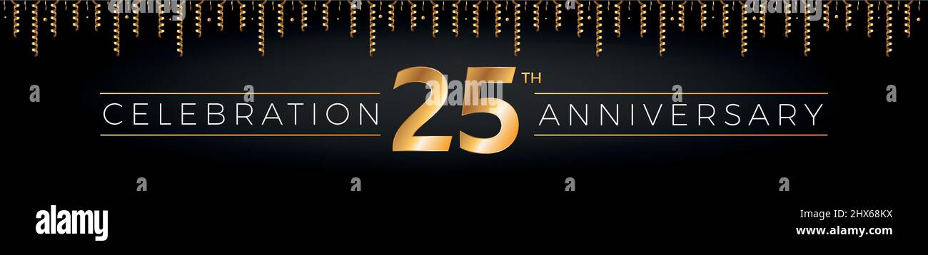 25th anniversary. Twenty-five years birthday celebration horizontal ...