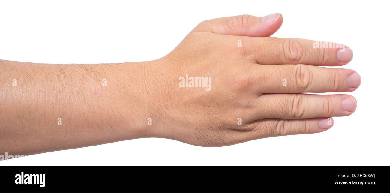 hand and showing 5 fingers gesture isolate Stock Photo - Alamy