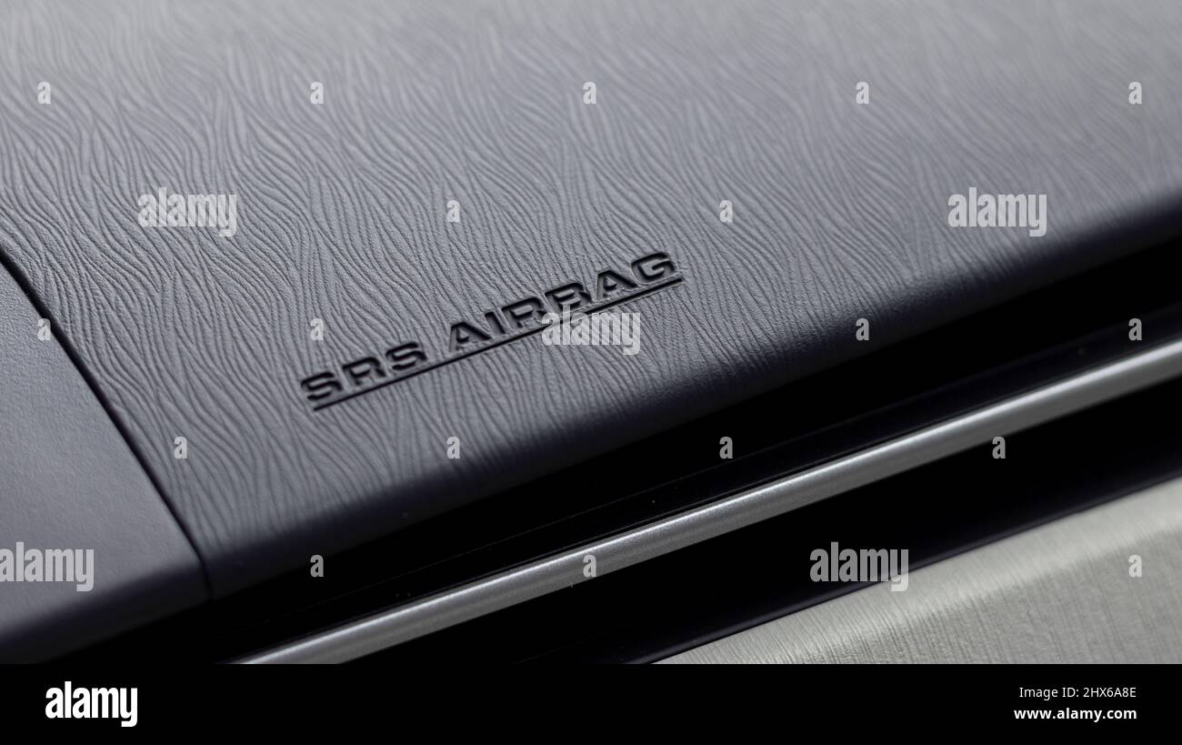 SRS airbag text on car dashboard Stock Photo - Alamy