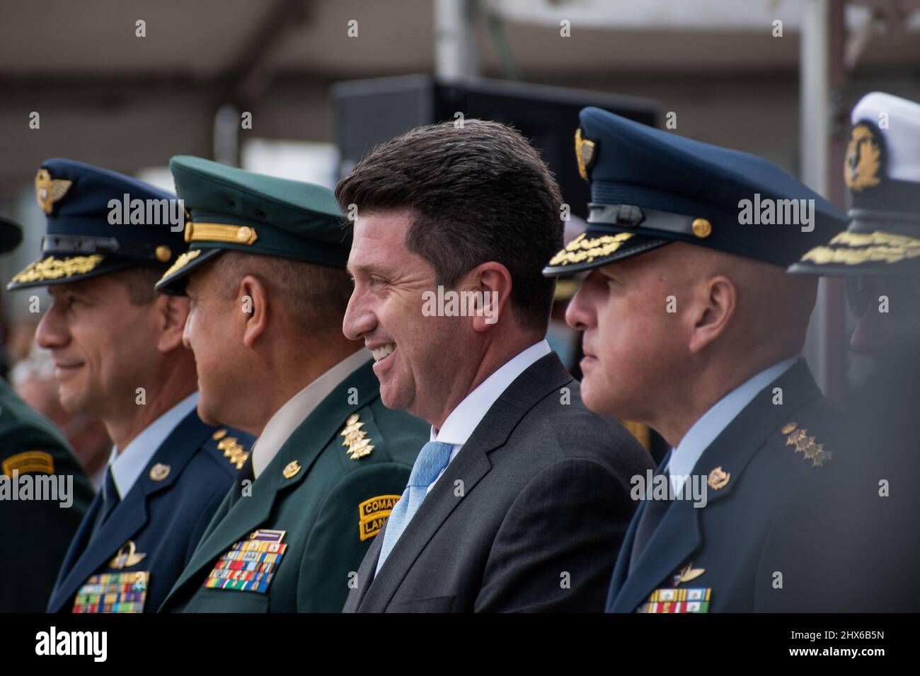 Colombia's high rank generals of Army, Airforce and Navy walk with ...