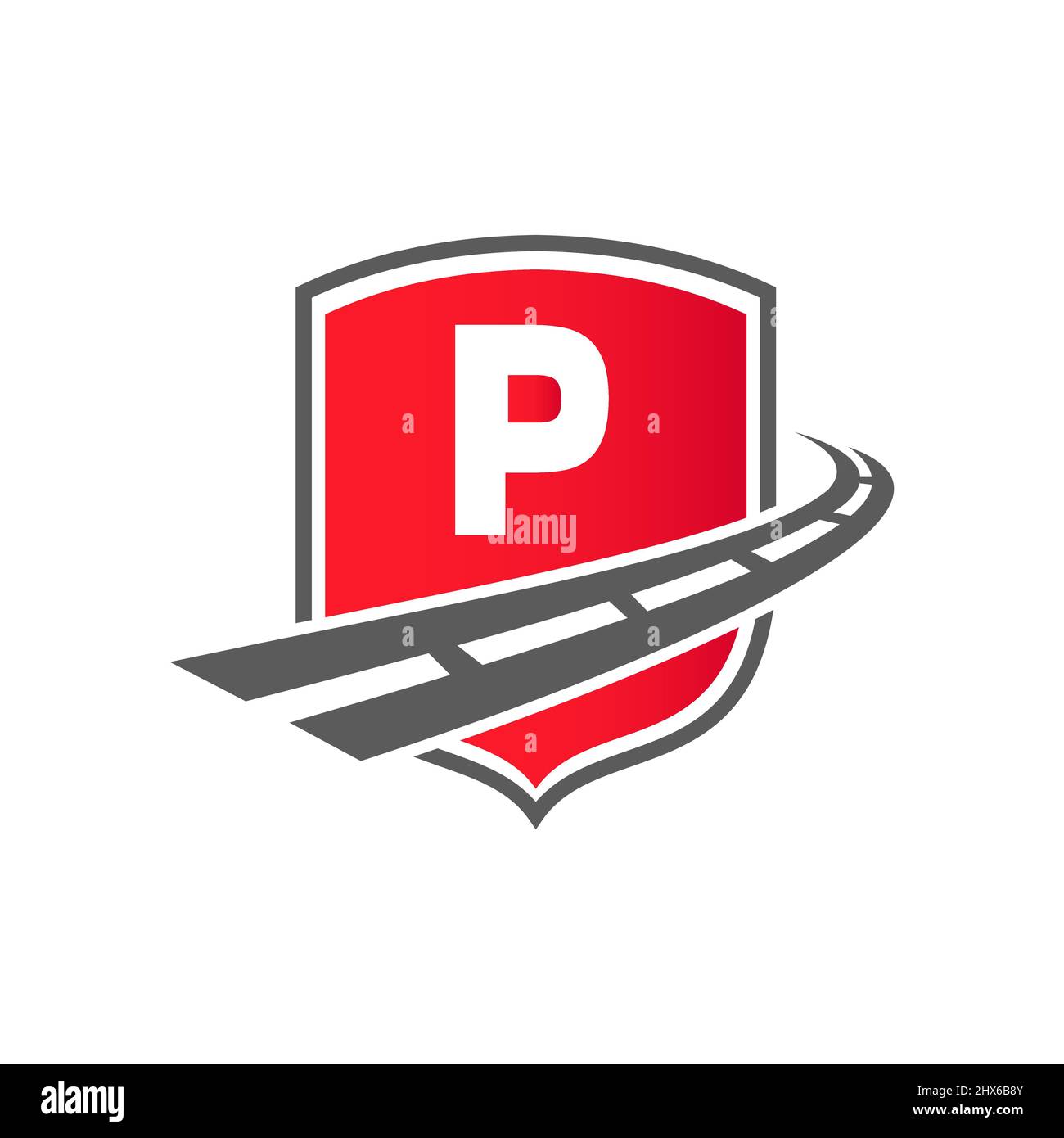Transport Logo With Shield Concept On Letter P Concept. P Letter ...
