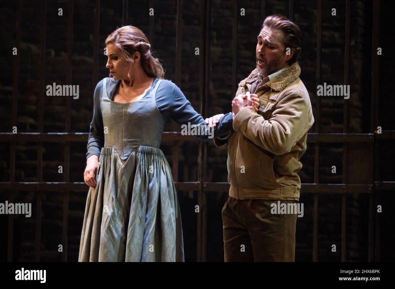 Actors are seen performing during a general rehearsal of the opera ...
