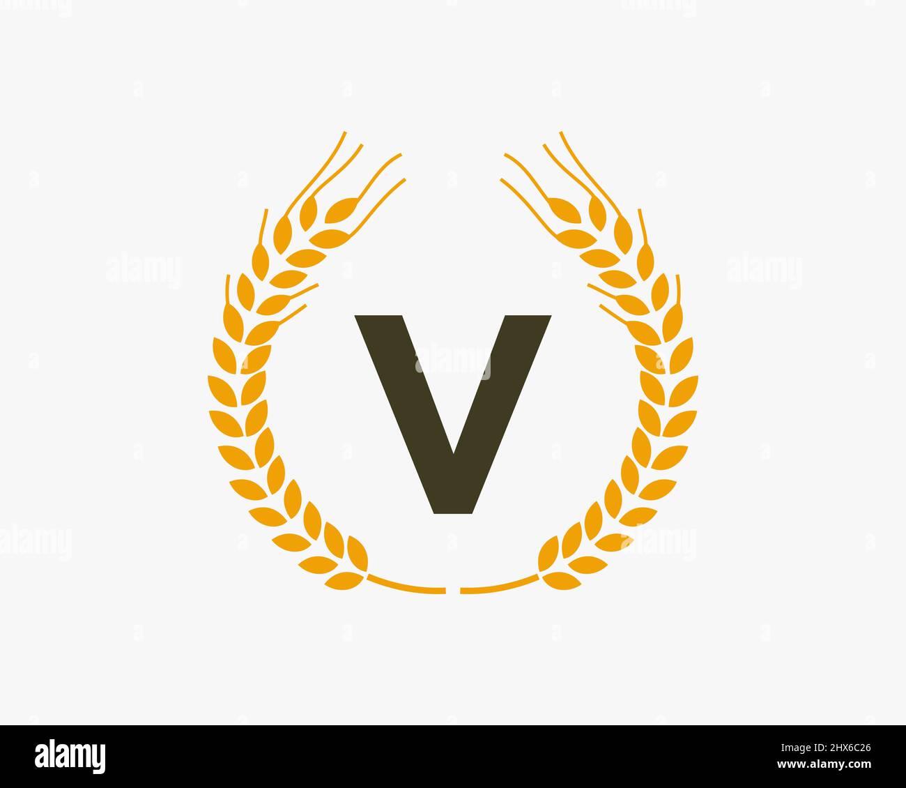 Agriculture Wheat Logo On V Letter. Letter V Agriculture Logo Design ...