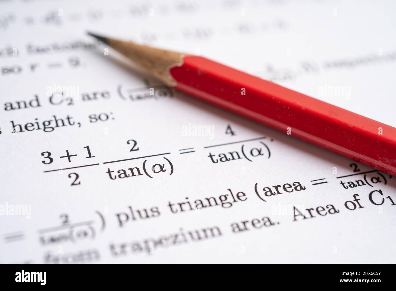 Pencil on mathematic formula exercise test paper in education school ...
