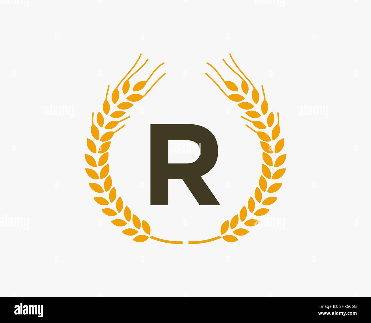 Agriculture Wheat Logo On R Letter. Letter R Agriculture Logo Design ...