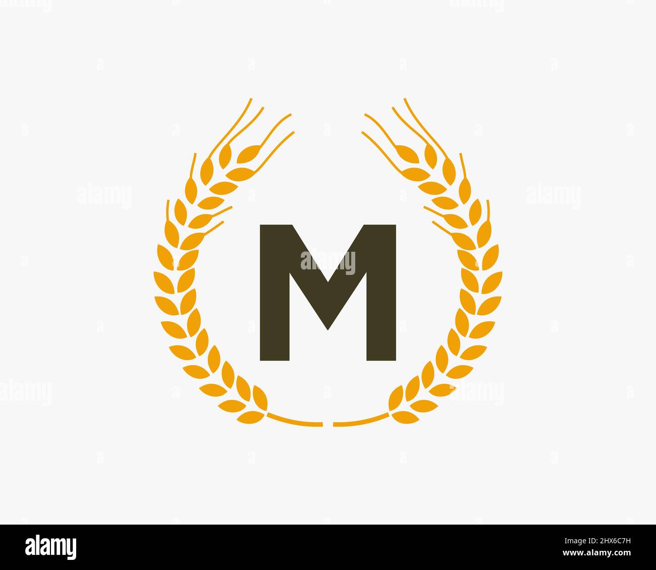 Agriculture Wheat Logo On M Letter. Letter M Agriculture Logo Design ...