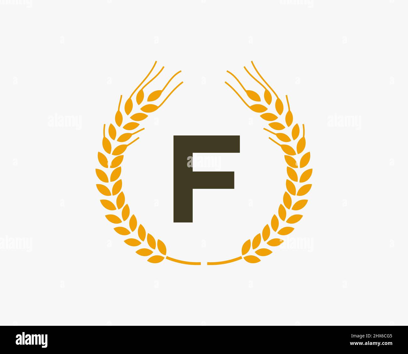 Agriculture Wheat Logo On F Letter. Letter F Agriculture Logo Design ...
