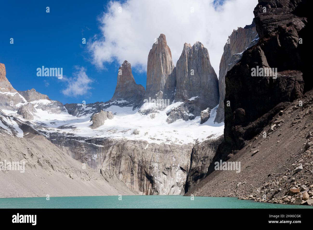 Torres del Paine peaks view, Chile. Chilean Patagonia landscape. Base ...