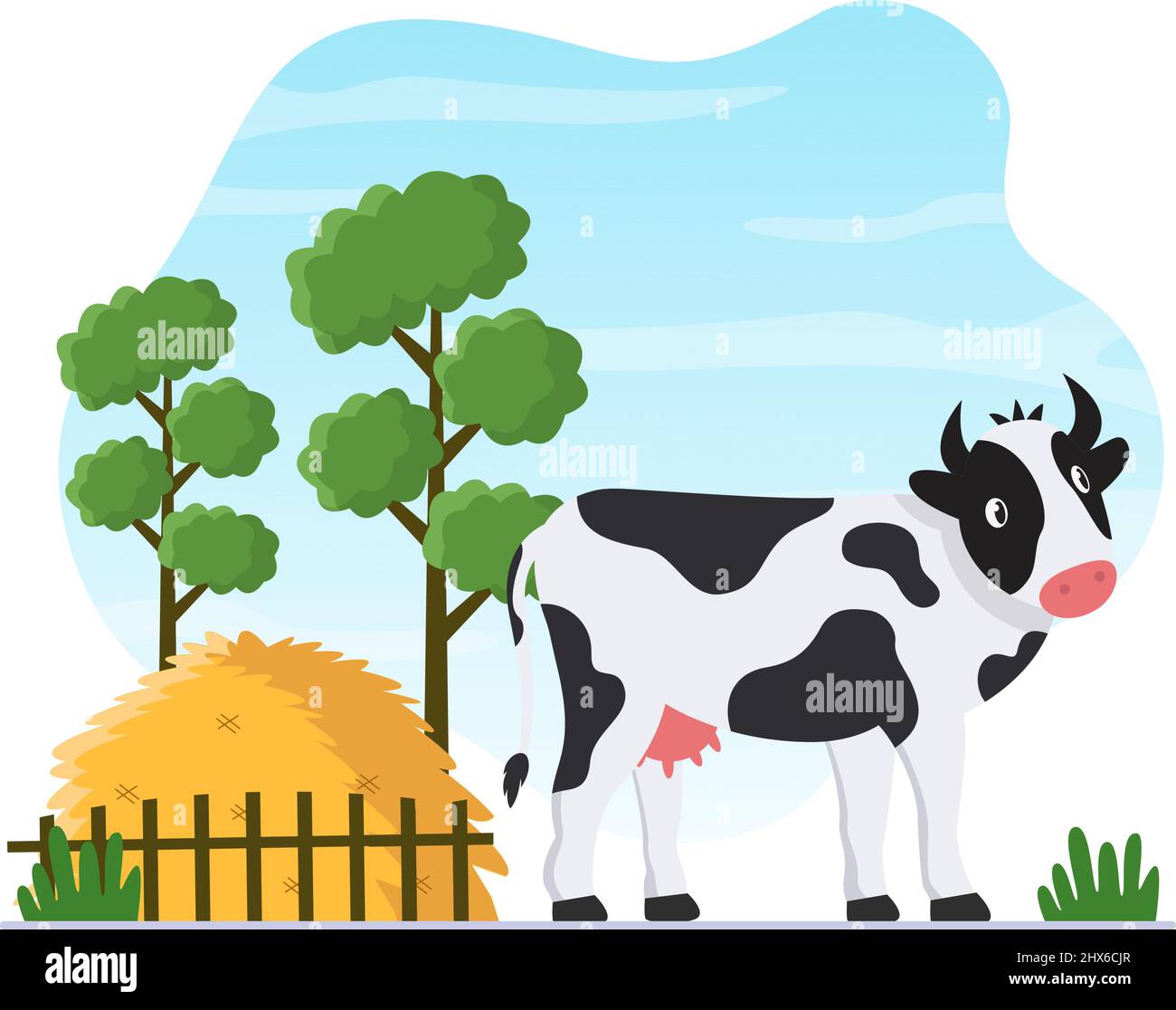Dairy cattle in cartoon vector style animal farm hi-res stock ...