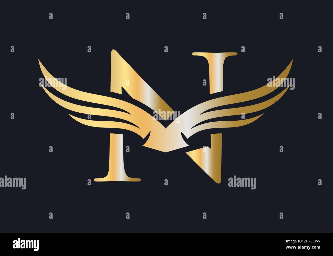 N Letter Wing Logo Design. Initial Flying Wing N Letter Logo. Letter N ...