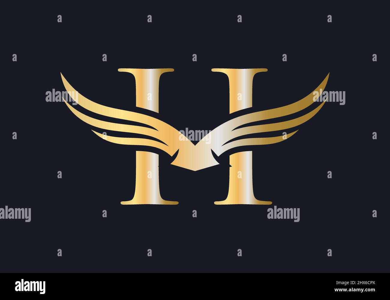 H Letter Wing Logo Design. Initial Flying Wing H Letter Logo. Letter H ...