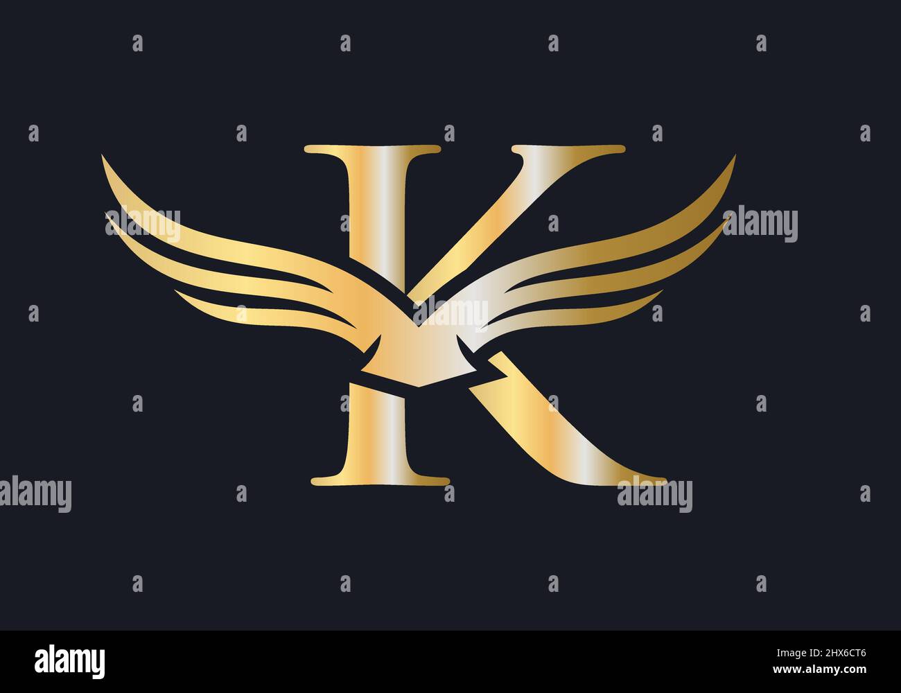 K Letter Wing Logo Design. Initial Flying Wing K Letter Logo. Letter K ...