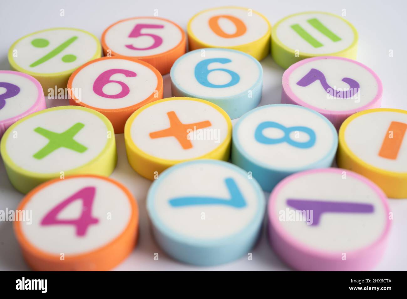 Math number colorful on white background, education study mathematics ...