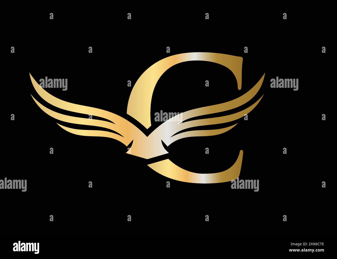 C Letter Wing Logo Design. Initial Flying Wing C Letter Logo. Letter C ...