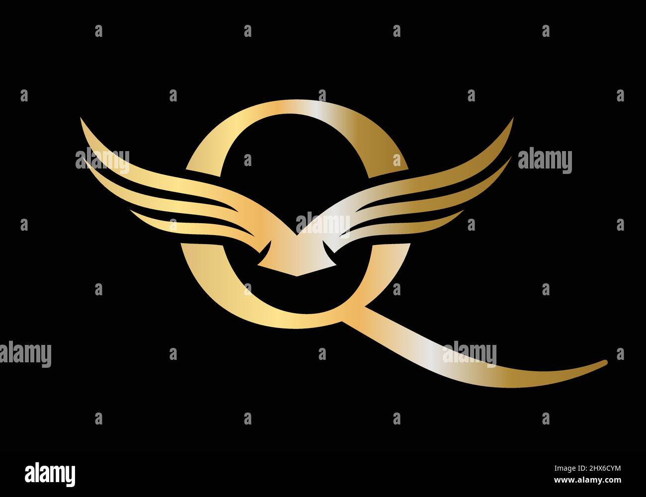 Q Letter Wing Logo Design. Initial Flying Wing Q Letter Logo. Letter Q ...