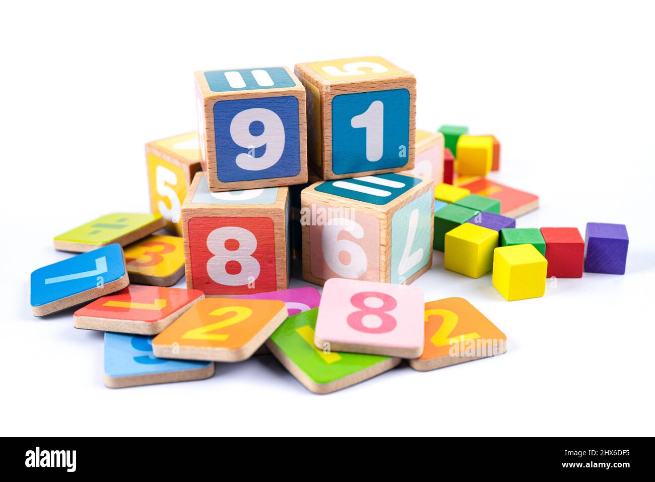 Math number colorful on white background, education study mathematics ...