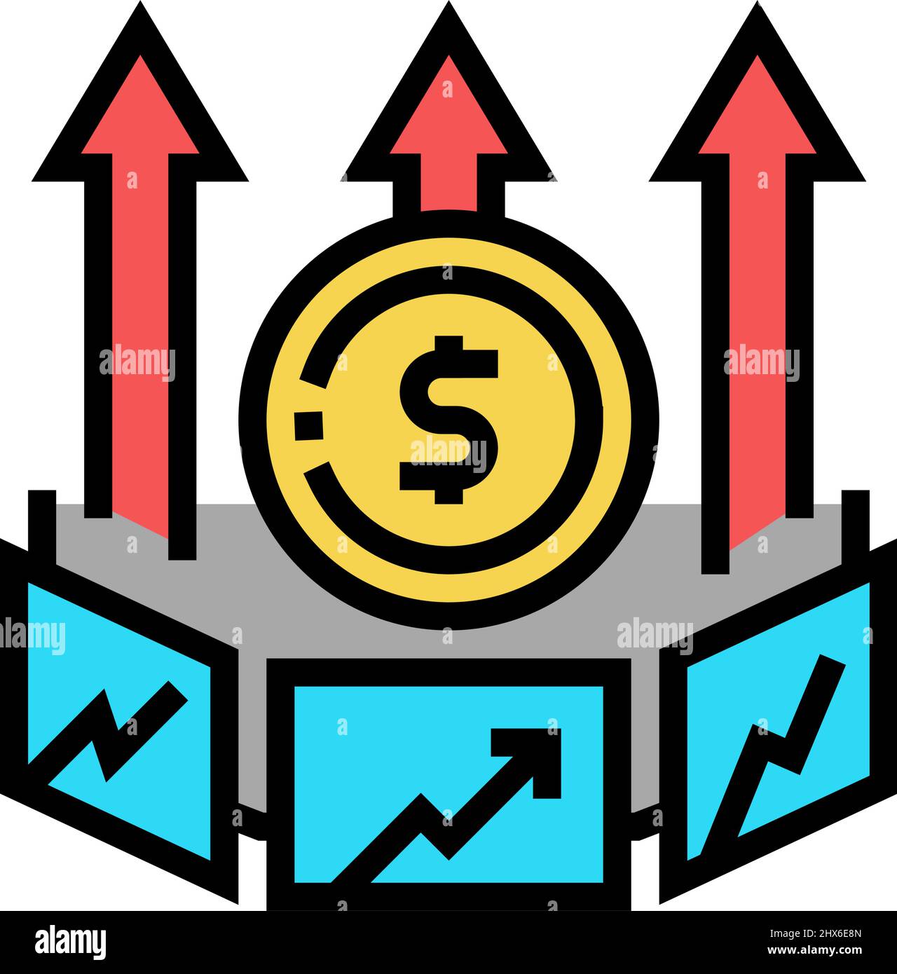 market inflation color icon vector illustration Stock Vector Image ...