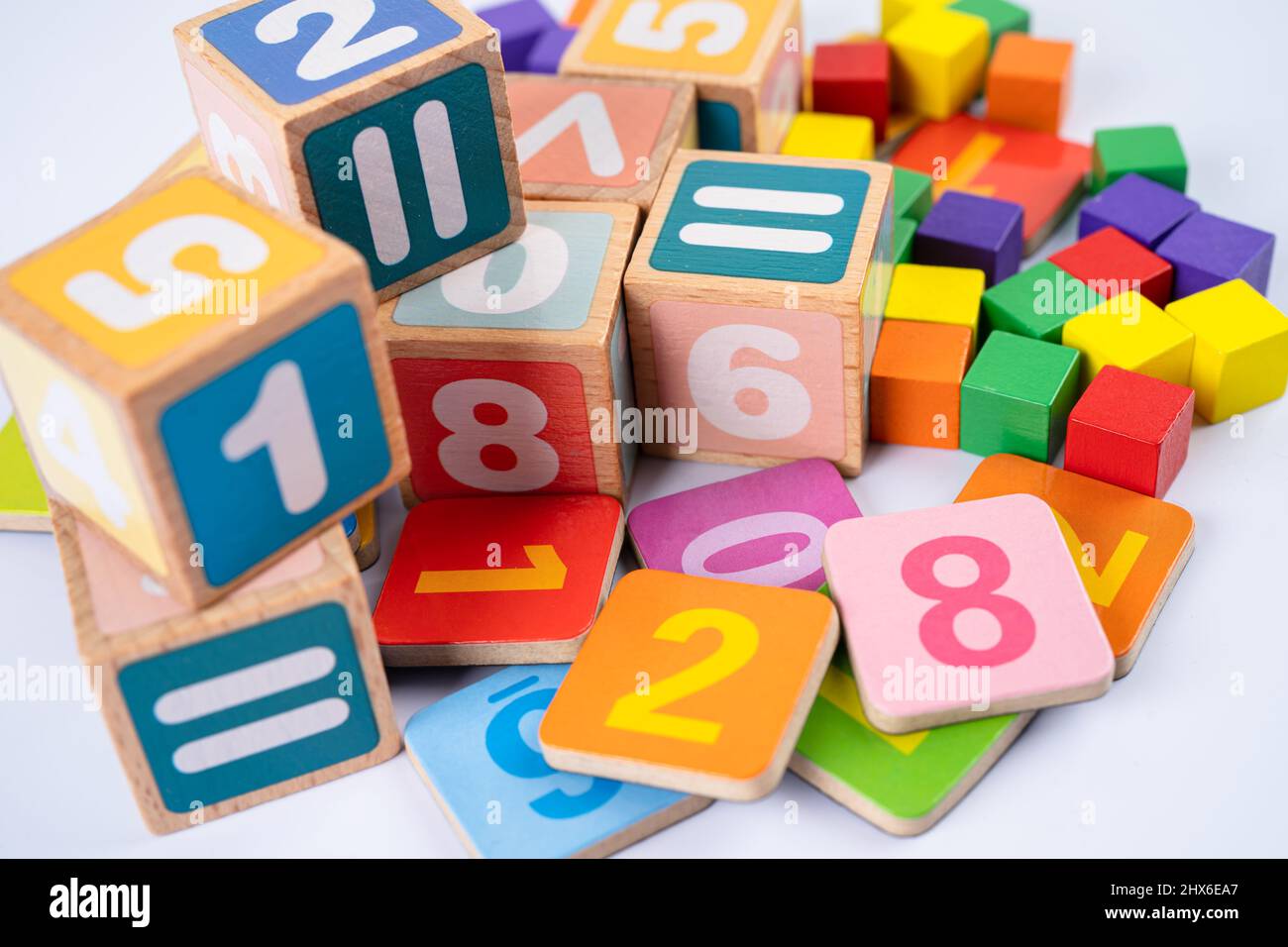 Math number colorful on white background, education study mathematics ...