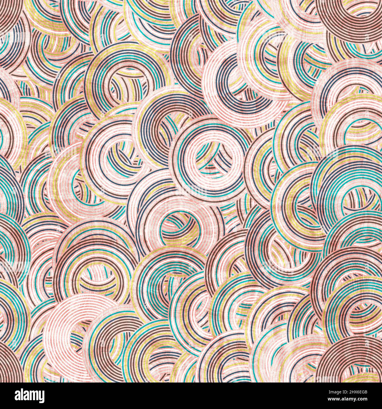 Seamless concentric circle in retro colors dizzy surface pattern design ...
