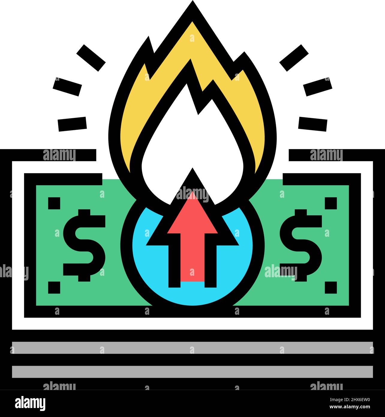 dollar inflation color icon vector illustration Stock Vector Image ...