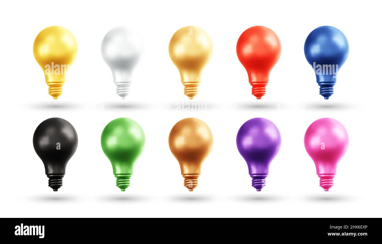 Realistic light bulb set 3d vector illustration Stock Vector Image ...